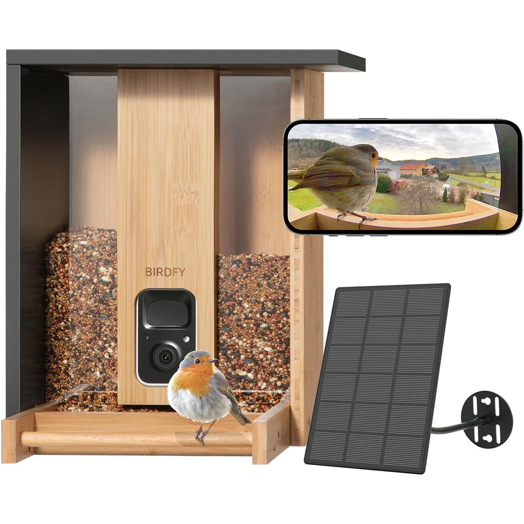 Birdfy Bamboo Bird Feeder with Camera & Solar Panel Power – birdfyuk